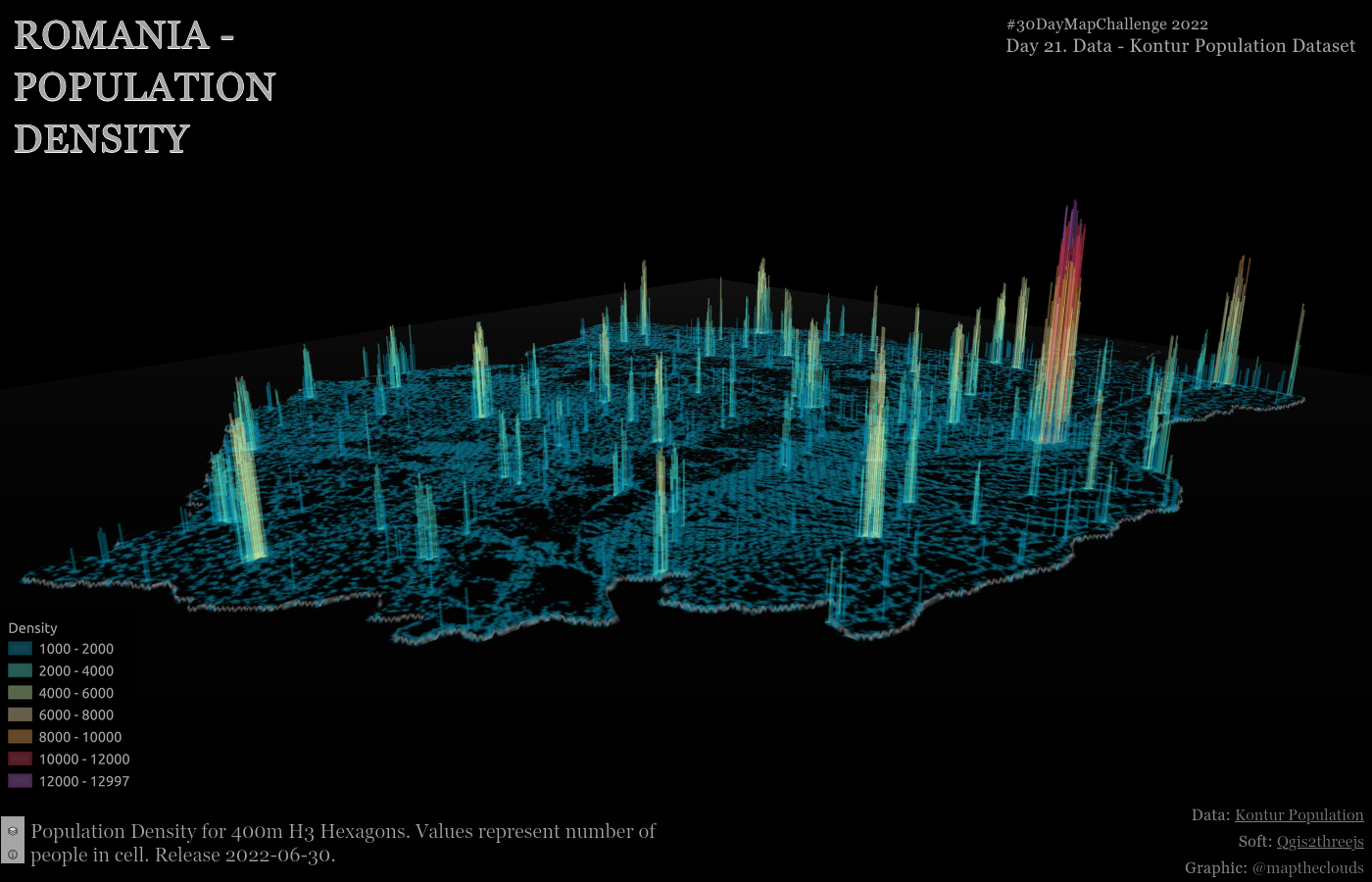 #30DayMapChallenge 2022 Day 21. Data - Kontur Population Dataset